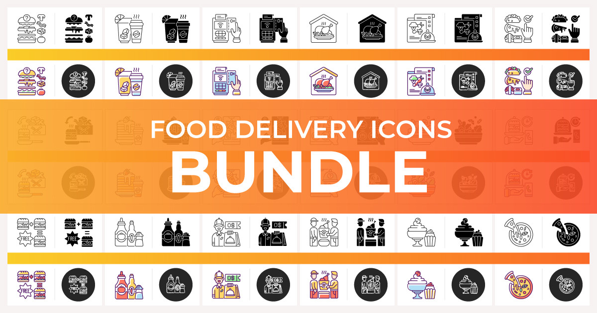 Food Delivery Icons Bundle Bundle · Creative Fabrica