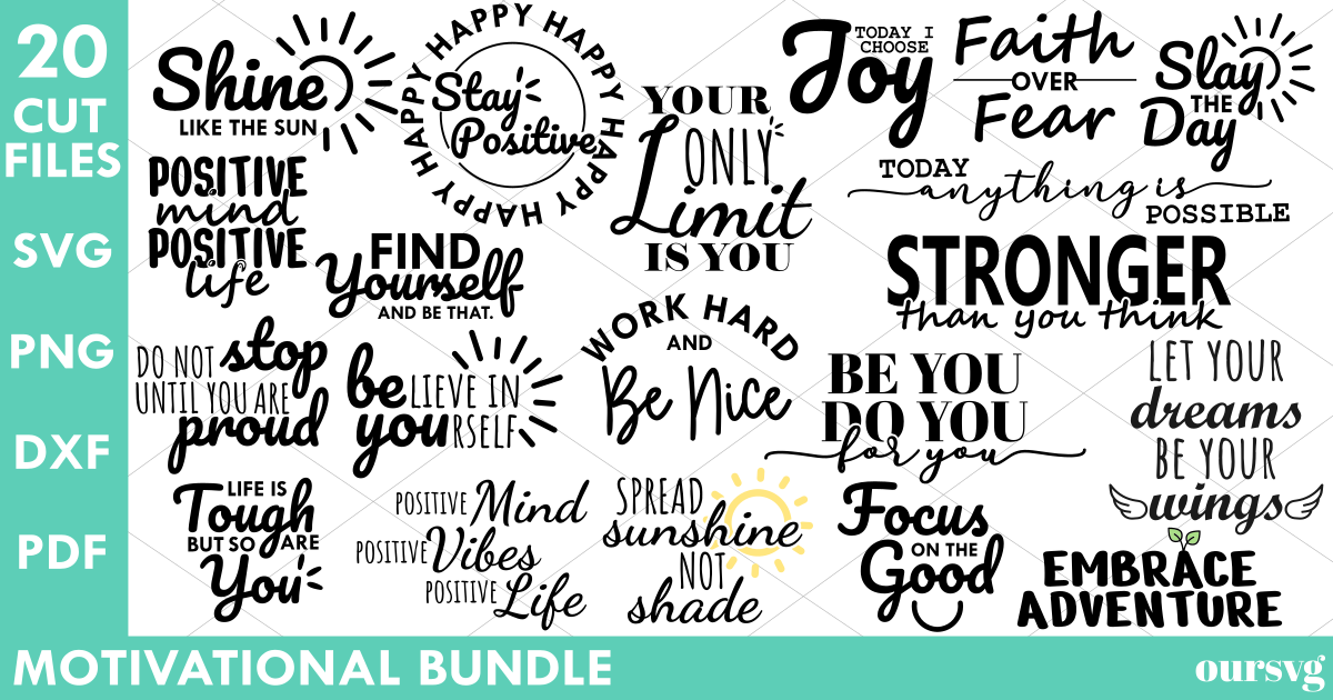 Positivity and Motivation Quotes Bundle Bundle · Creative Fabrica
