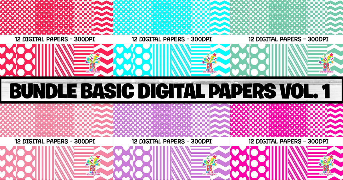 Basic Digital Papers Bundle Vol.1 Bundle · Creative Fabrica