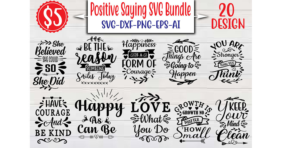 Positive Saying SVG Bundle Bundle · Creative Fabrica