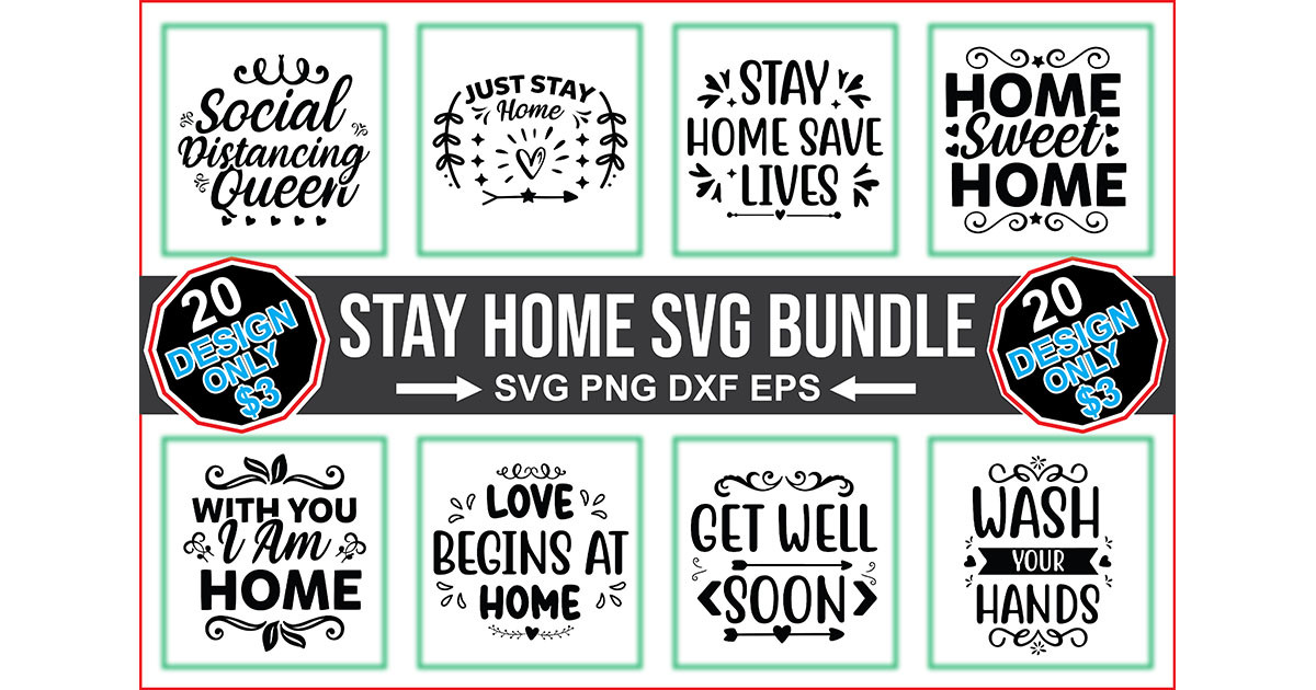 Stay Home SVG Bundle Bundle · Creative Fabrica