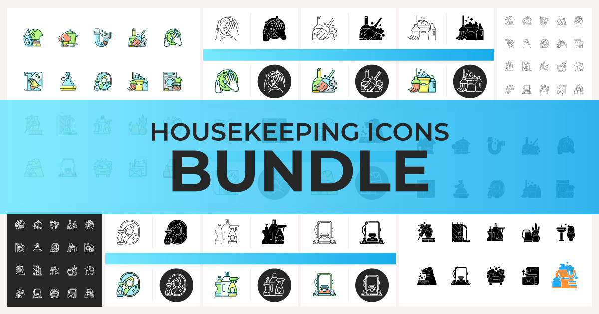 Housekeeping Icons Bundle Bundle · Creative Fabrica