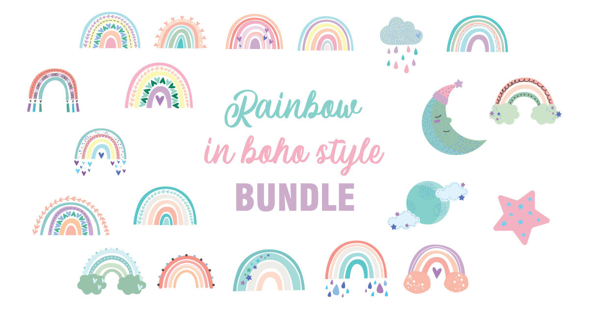 Rainbow in Boho Style Bundle Bundle · Creative Fabrica