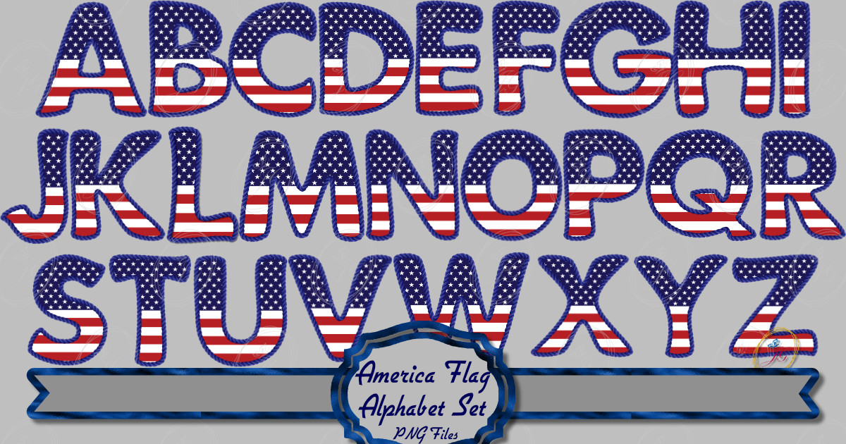 4th of July Patriotic Flag Alphabet Set Bundle · Creative Fabrica