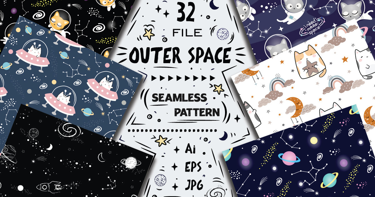 Outer Space Seamless Patterns Bundle Bundle · Creative Fabrica