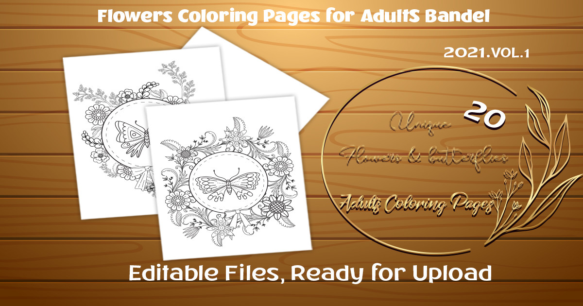Flowers Adults Coloring Pages Bundle Bundle · Creative Fabrica