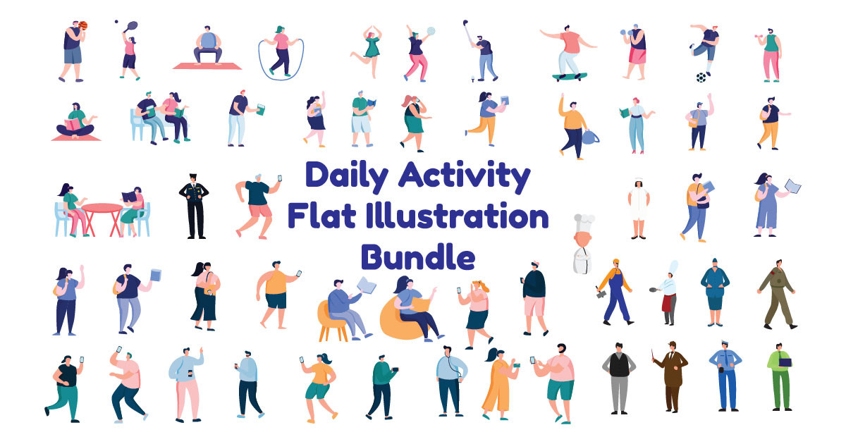 Daily Activities Illustration Bundle Bundle · Creative Fabrica