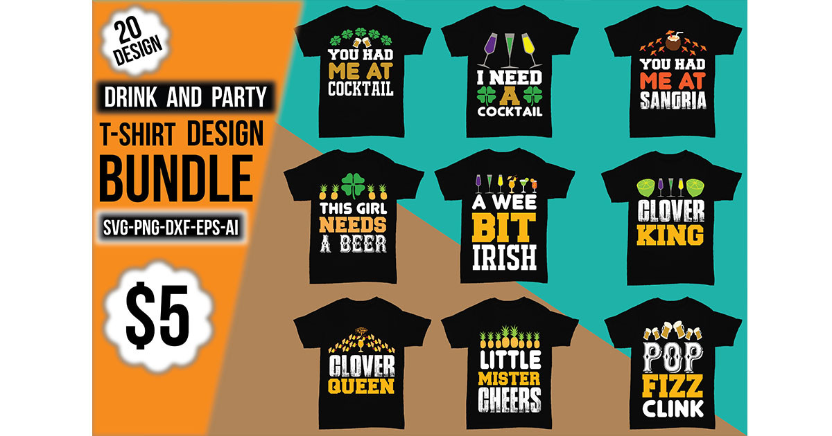 Drink and Party T-shirt Design Bundle Bundle · Creative Fabrica