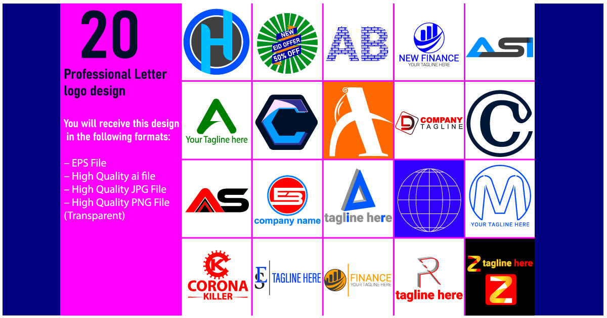 20 Professional Letter Logo Bundle Bundle · Creative Fabrica