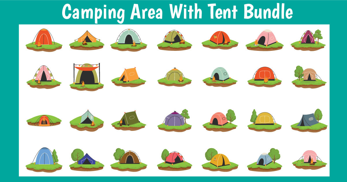Camping Area with Tent Bundle Bundle · Creative Fabrica