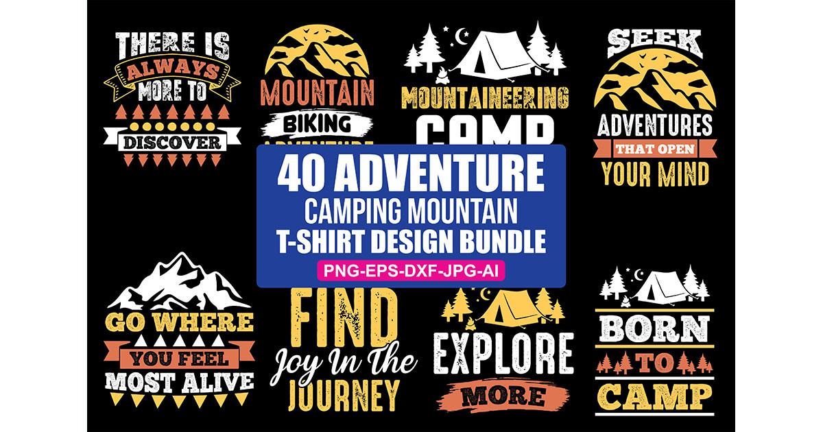 Adventure Camping Mountain T-Shirt Bundle Bundle · Creative Fabrica