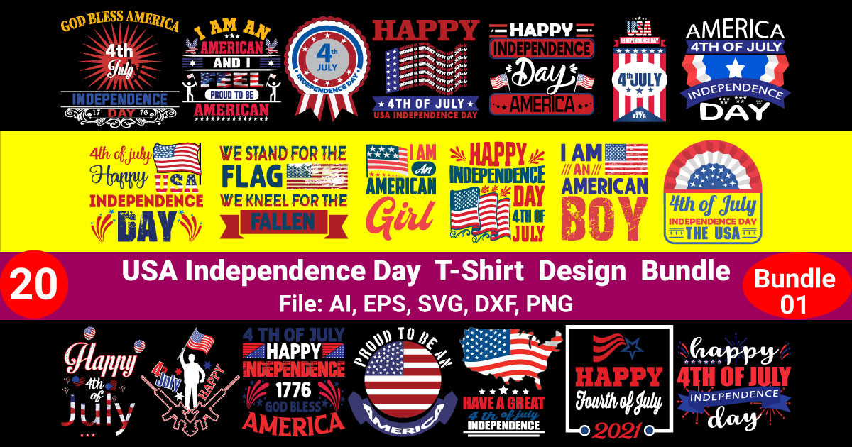 USA Independence Day T-Shirt Bundle Bundle · Creative Fabrica