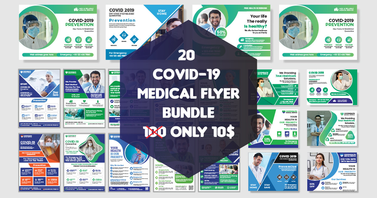 20 Covid-19 Medical Flyer Bundle Bundle · Creative Fabrica