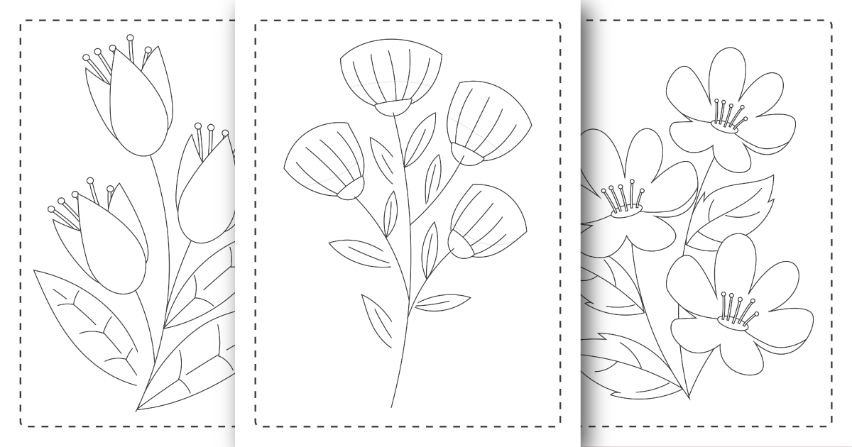 Flower Coloring Pages Bundle Bundle · Creative Fabrica