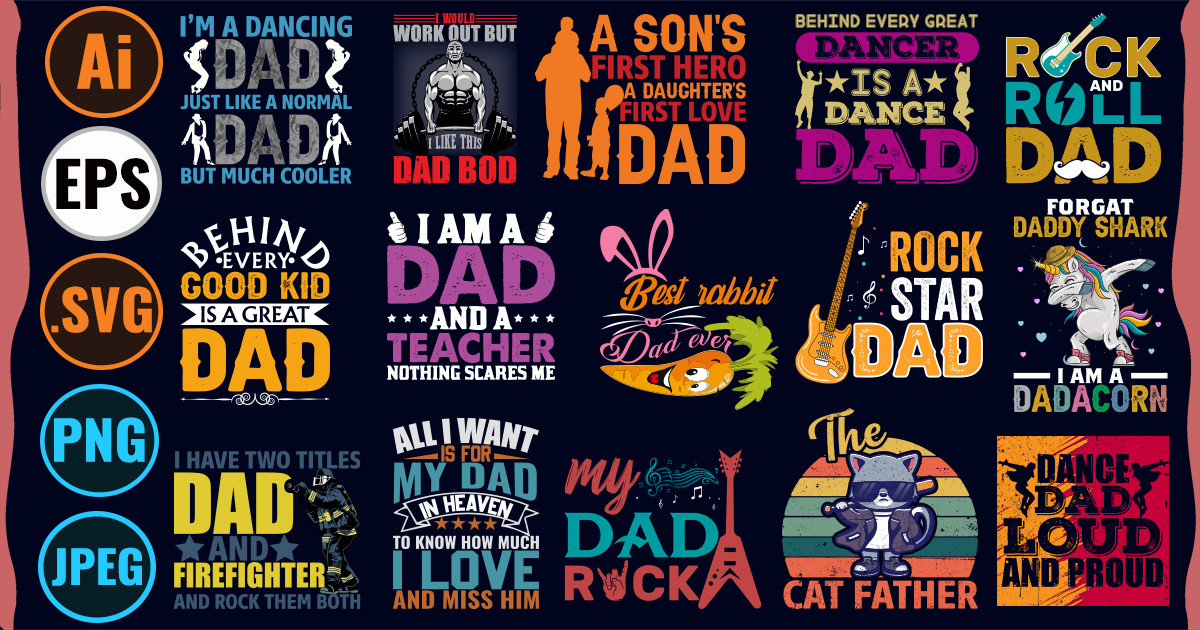 Father's Day Design Bundle Bundle · Creative Fabrica