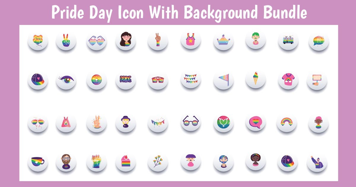 Pride Day Icon with Background Bundle Bundle · Creative Fabrica