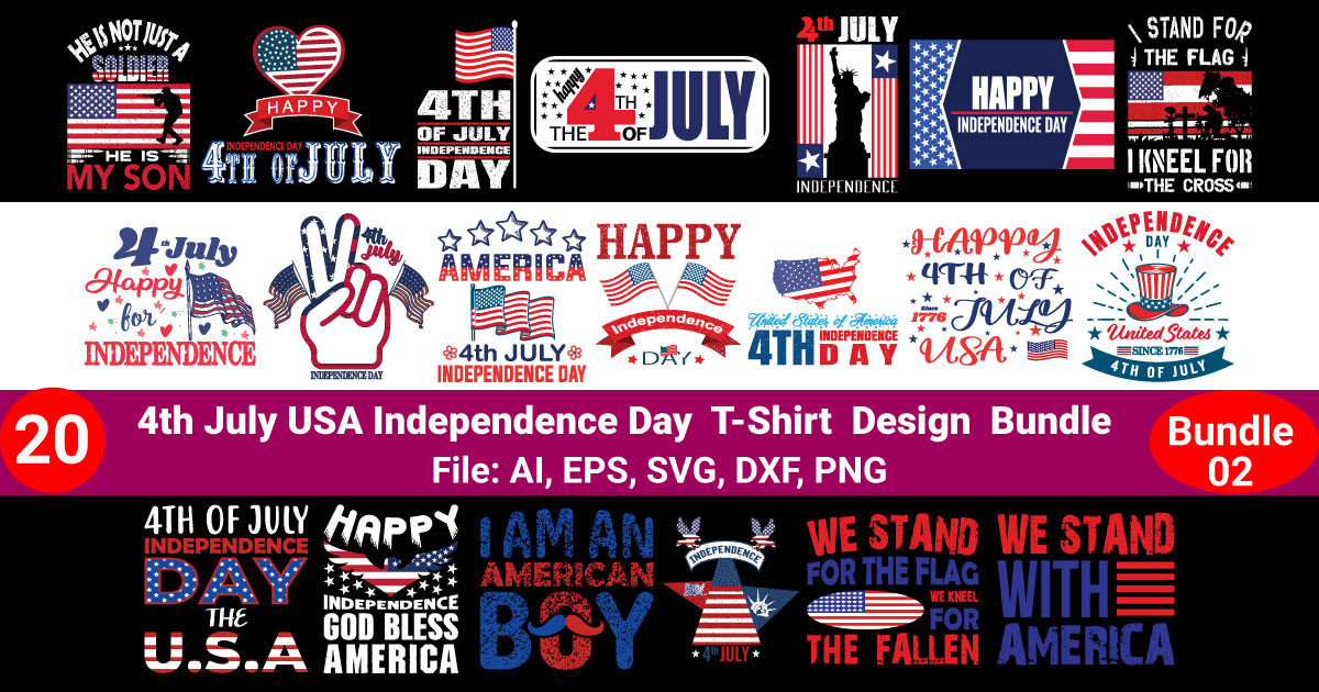 4th July Independence Day T Shirt Bundle Bundle · Creative Fabrica