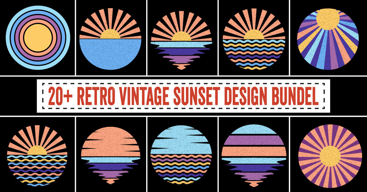 Retro Vintage Sunset Bundle Bundle · Creative Fabrica