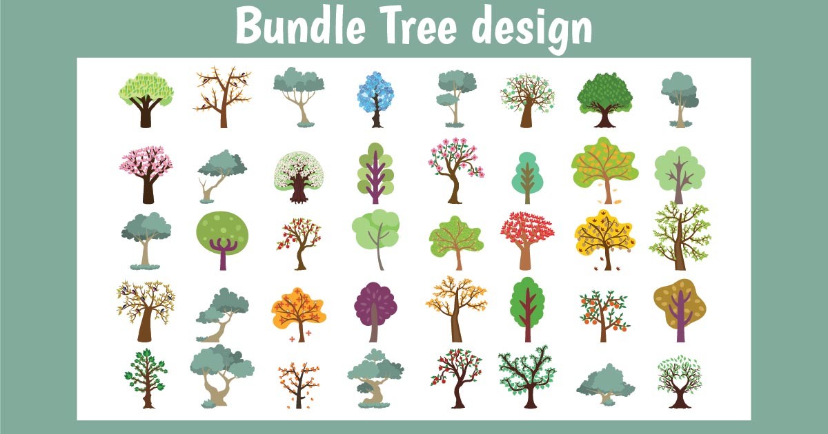 Trees with Different Seasons Bundle Bundle · Creative Fabrica