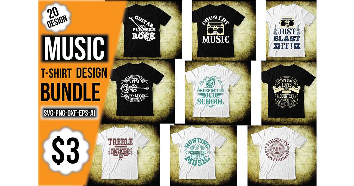 Music T-Shirt Design Bundle Bundle · Creative Fabrica