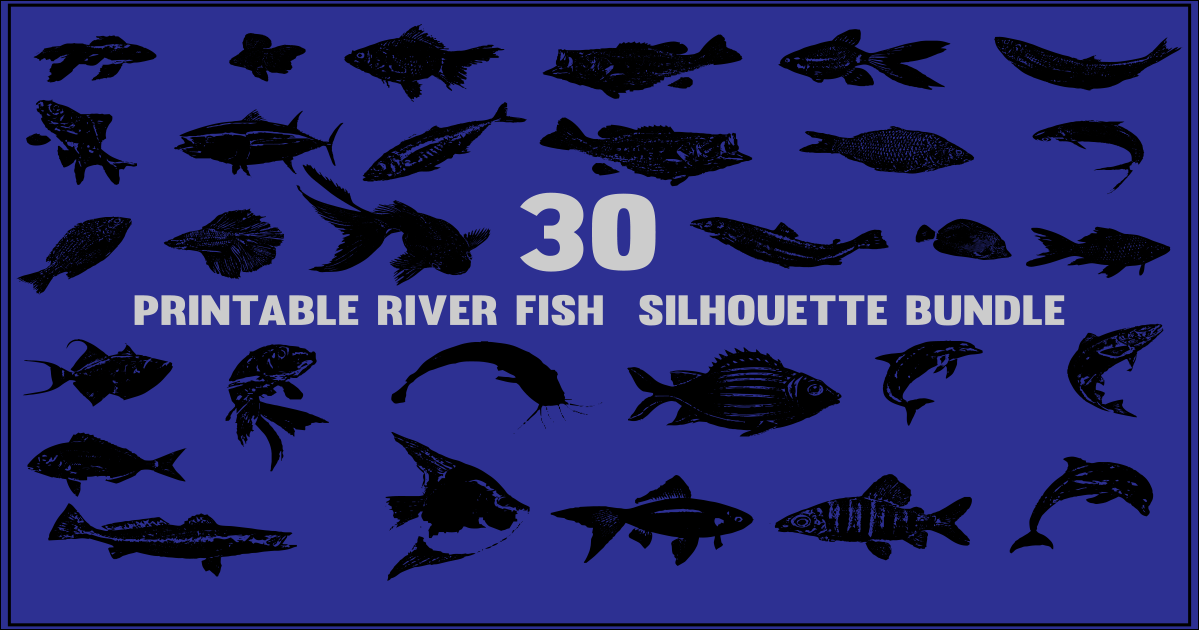 Printable River Fish Silhouette Bundle Bundle · Creative Fabrica