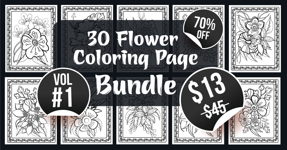 Flower Coloring Page for KDP Bundle Vol.1 Bundle · Creative Fabrica