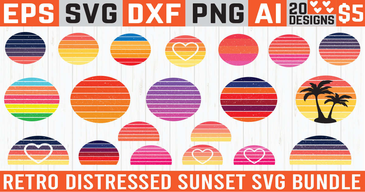 Retro Distressed Sunset SVG Bundle Bundle · Creative Fabrica