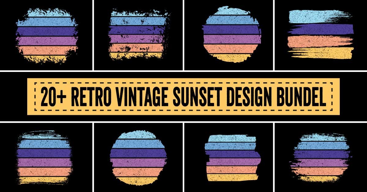 Vintage Retro Sunset Bundle 2 Bundle · Creative Fabrica