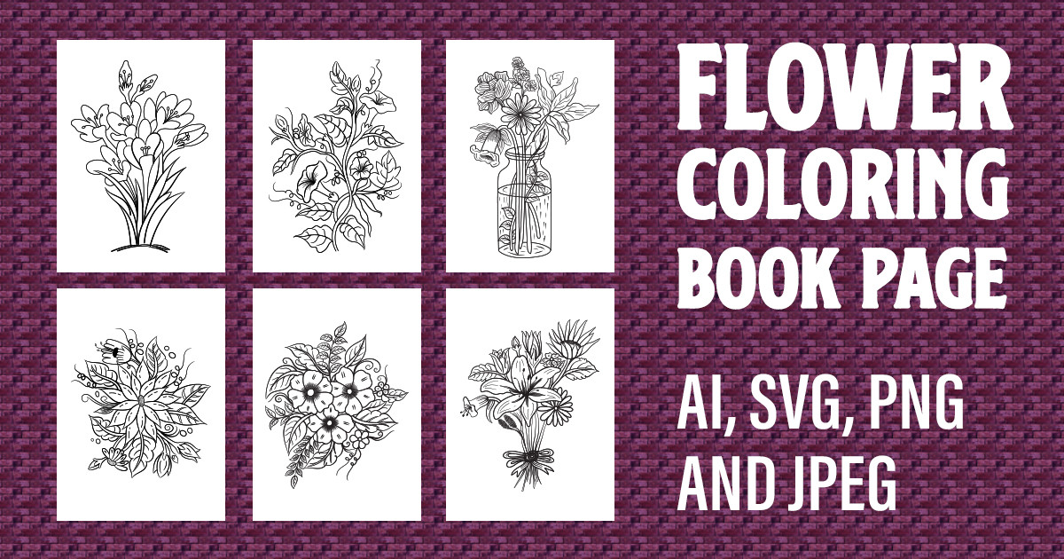 Floral Coloring Page Bundle Bundle · Creative Fabrica