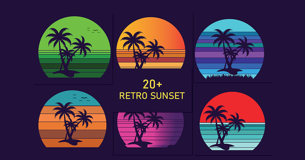 Retro Vintage Sunset Bundle Bundle · Creative Fabrica