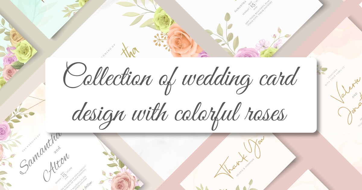 Colorful Roses Wedding Card Bundle Bundle · Creative Fabrica