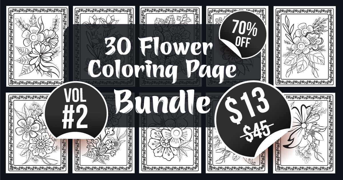 Flower Coloring Page for KDP Bundle Vol.2 Bundle · Creative Fabrica