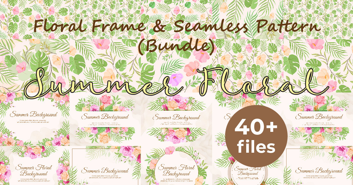 Summer Frame and Seamless Pattern Bundle Bundle · Creative Fabrica