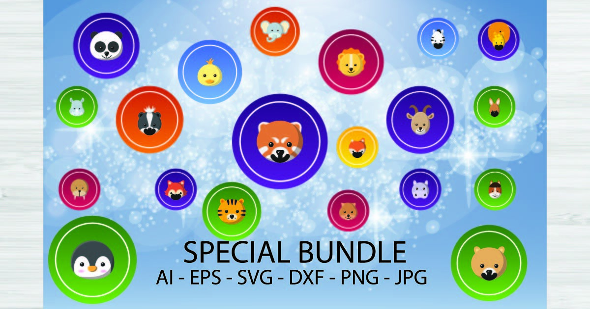 Head Animal Stickers Bundle Bundle · Creative Fabrica