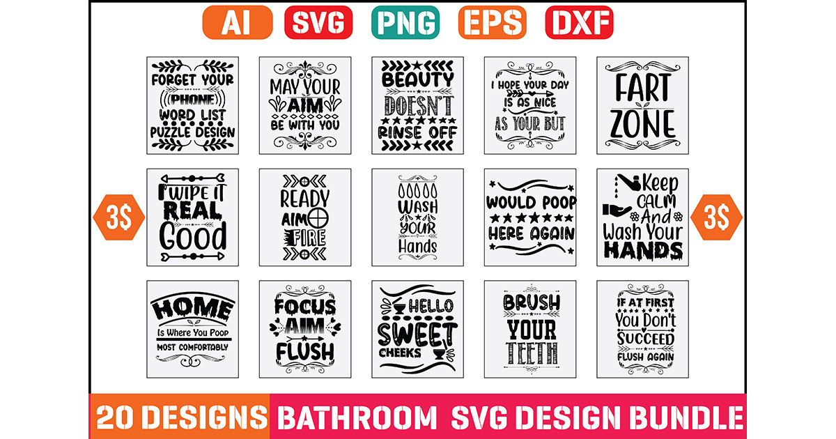 Bathroom SVG Design Bundle Bundle · Creative Fabrica