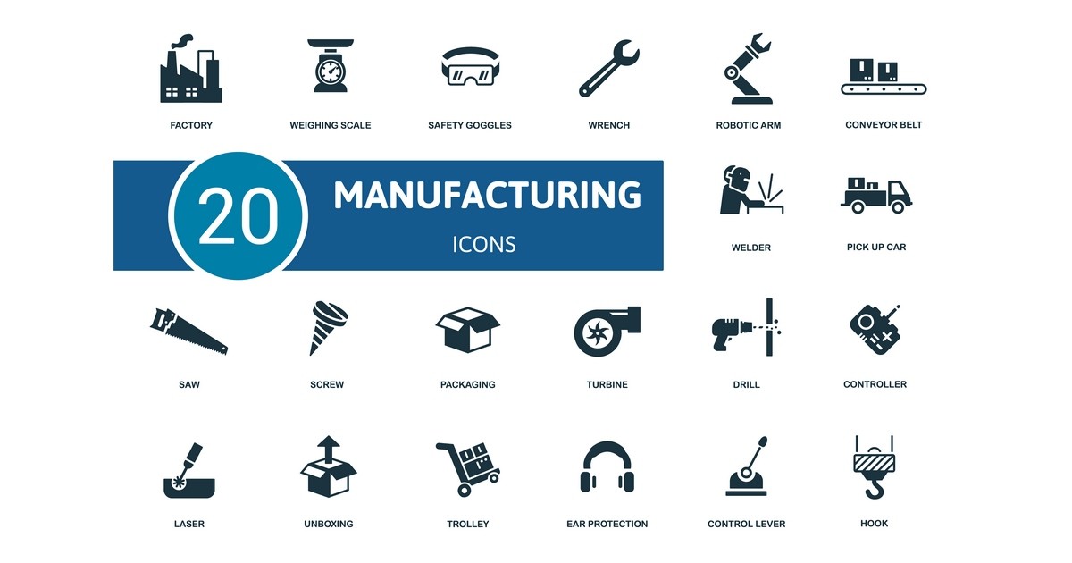 Manufacturing Icons Bundle Bundle · Creative Fabrica