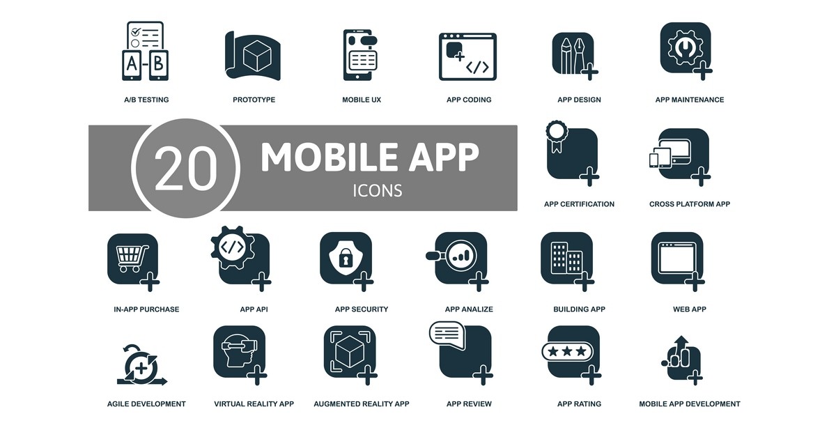 Mobile App Icons Bundle Bundle · Creative Fabrica