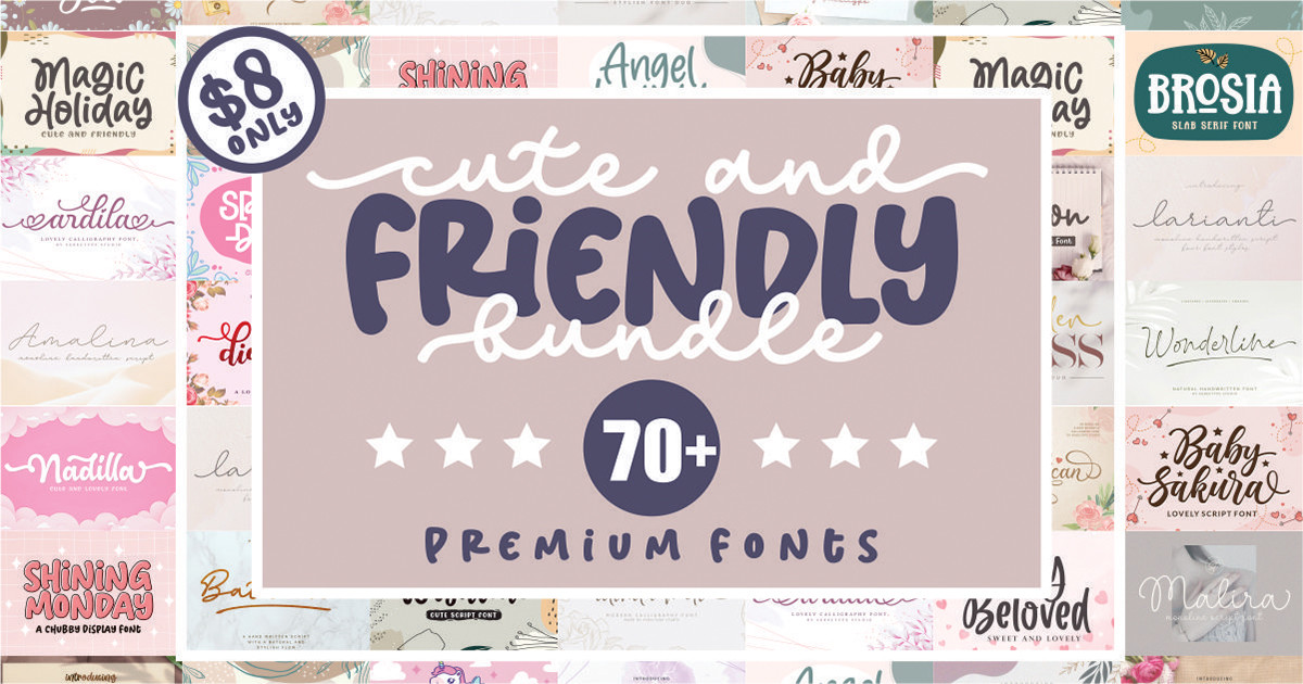 Cute and Friendly Fonts Bundle Bundle · Creative Fabrica