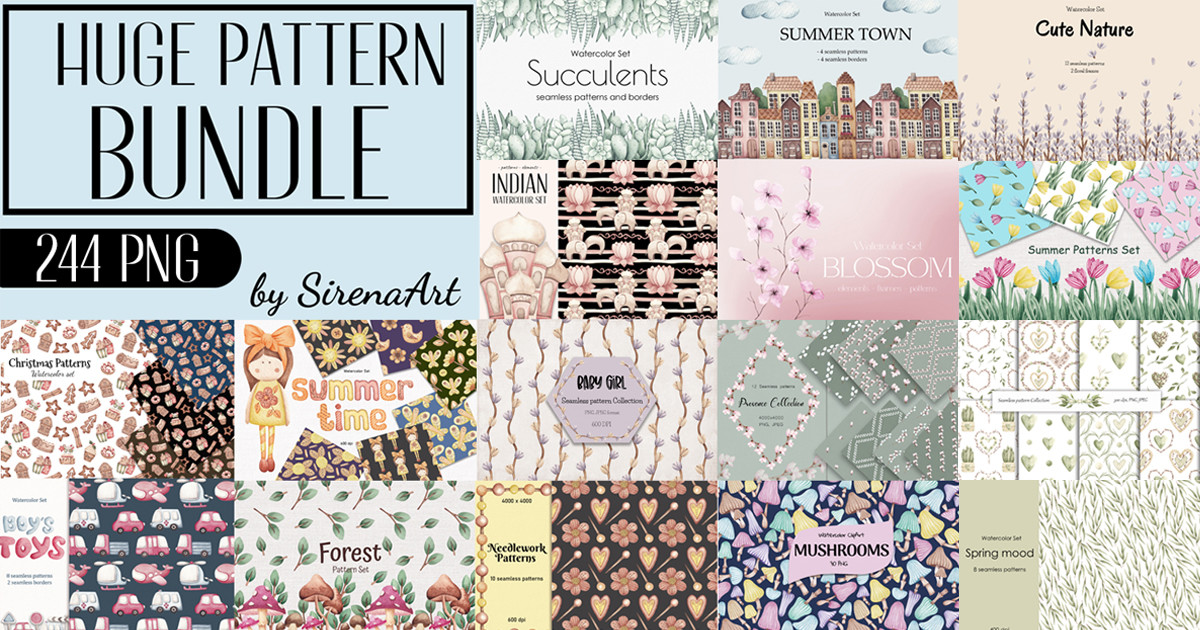 Huge Pattern & Elements Bundle Bundle · Creative Fabrica