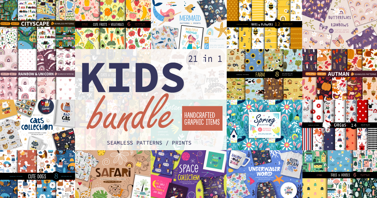 Kids Clipart & Prints Bundle Bundle · Creative Fabrica