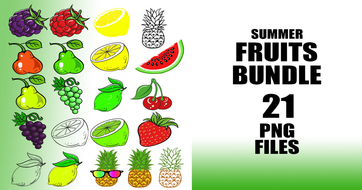 Summer Fruits Graphics Bundle Bundle · Creative Fabrica