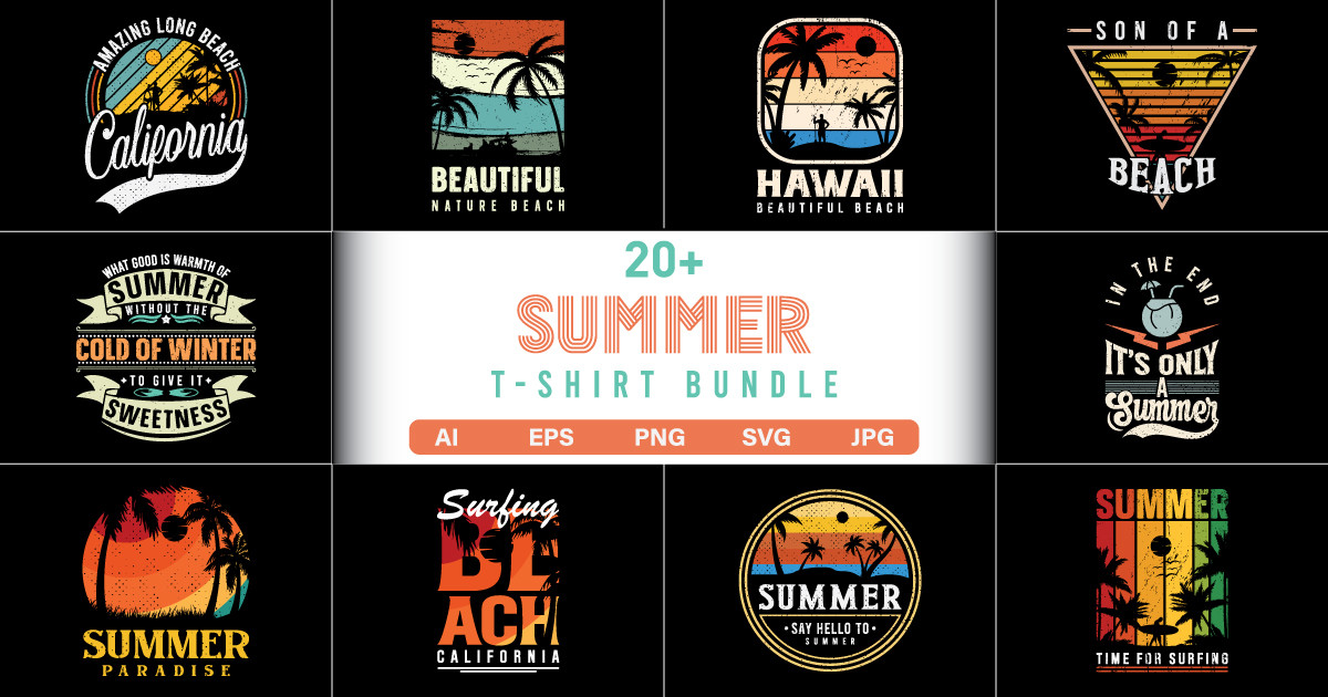 Summer T-Shirt Bundle 2 Bundle · Creative Fabrica