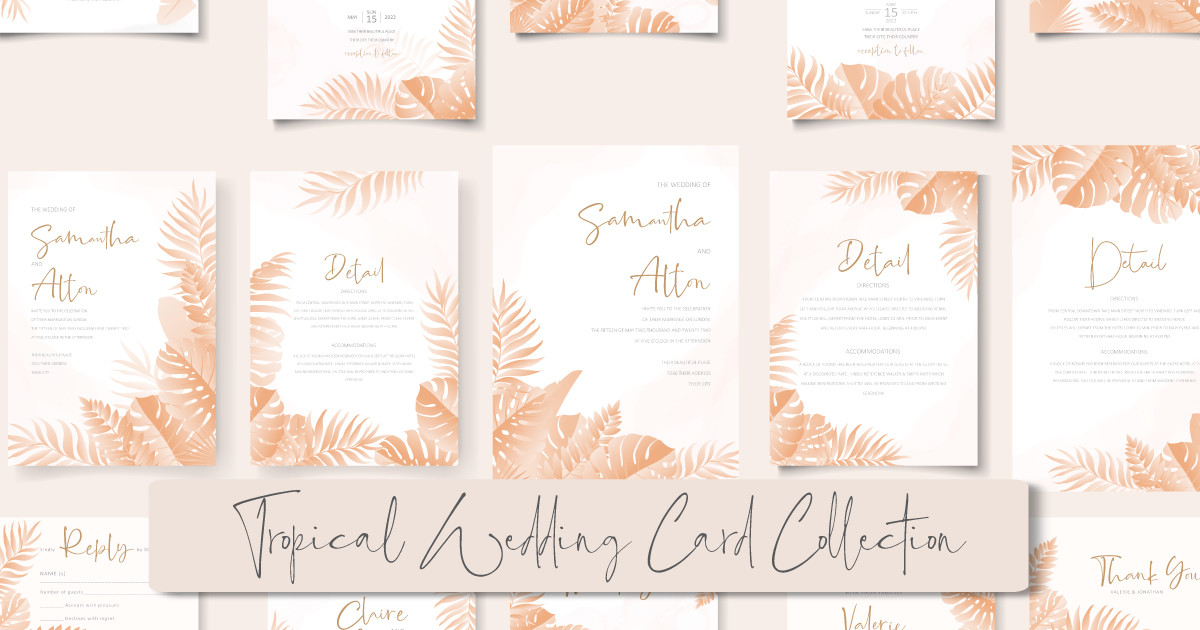 Tropical Wedding Cards Bundle Bundle · Creative Fabrica