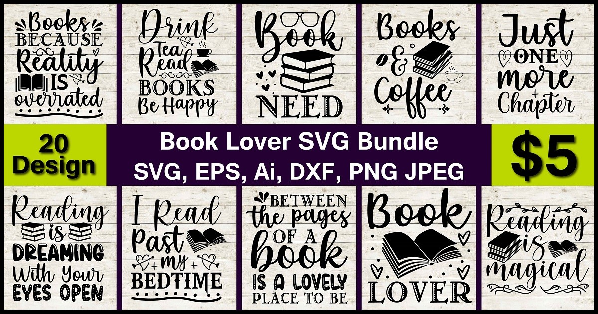 Book Lover SVG Bundle Bundle · Creative Fabrica