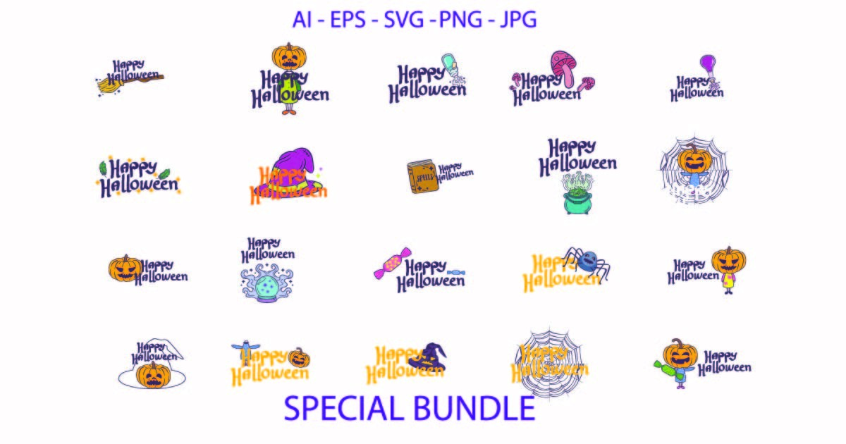 Happy Halloween Lettering Bundle Bundle · Creative Fabrica