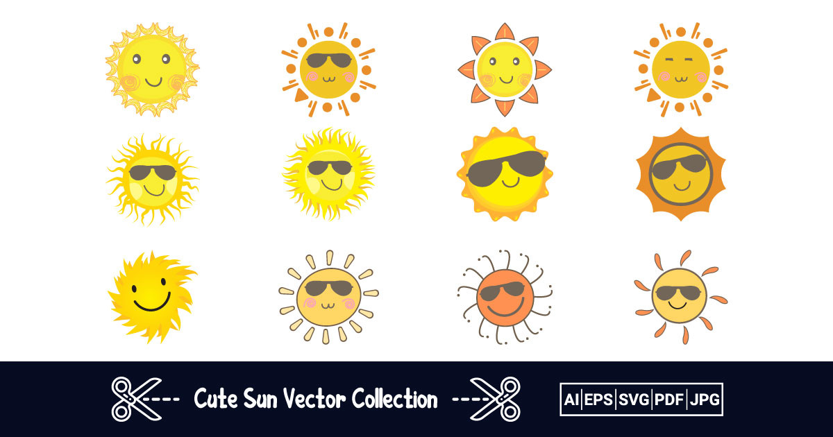 Cute Sun Vector Bundle Bundle · Creative Fabrica