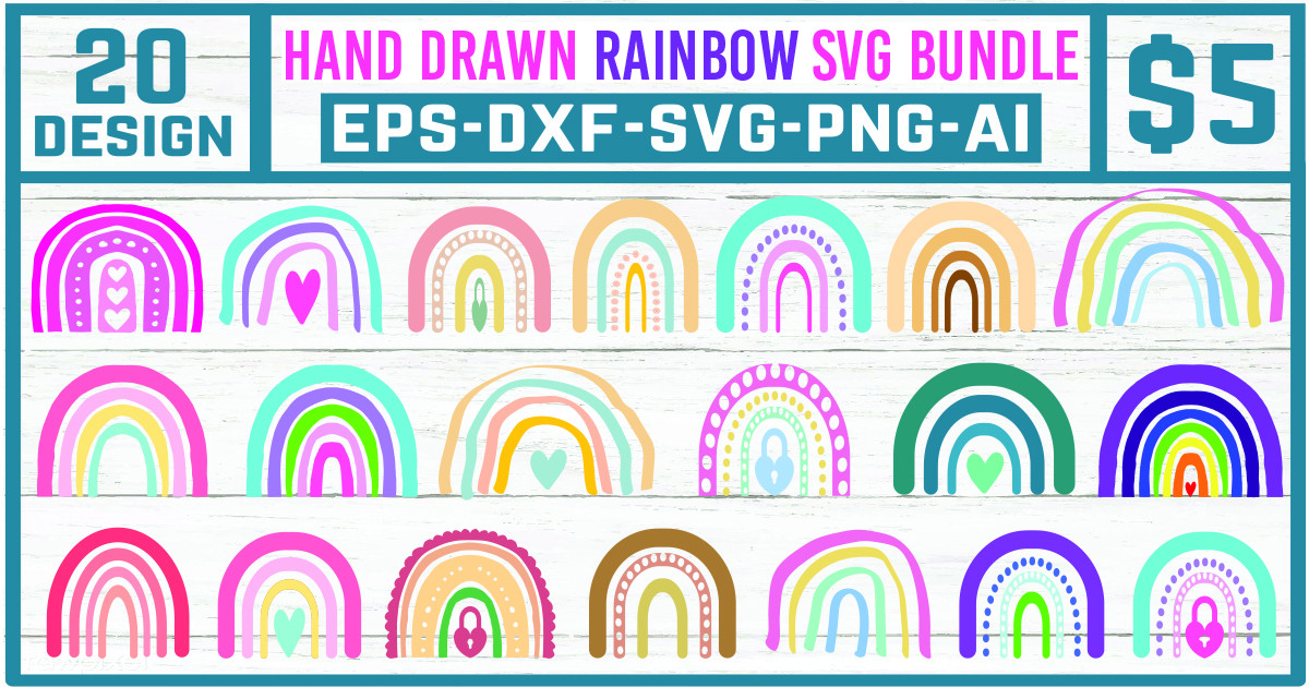 Hand Drawn Rainbow SVG Bundle Bundle · Creative Fabrica
