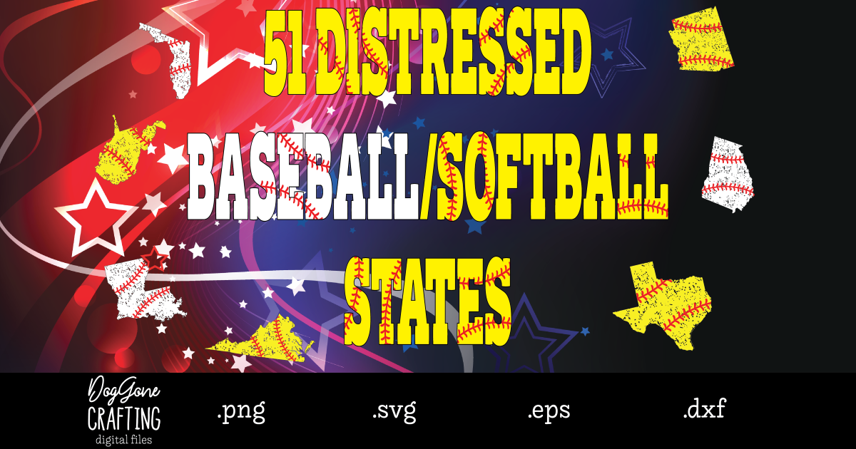 Distressed Baseball/Softball States Bundle Bundle · Creative Fabrica