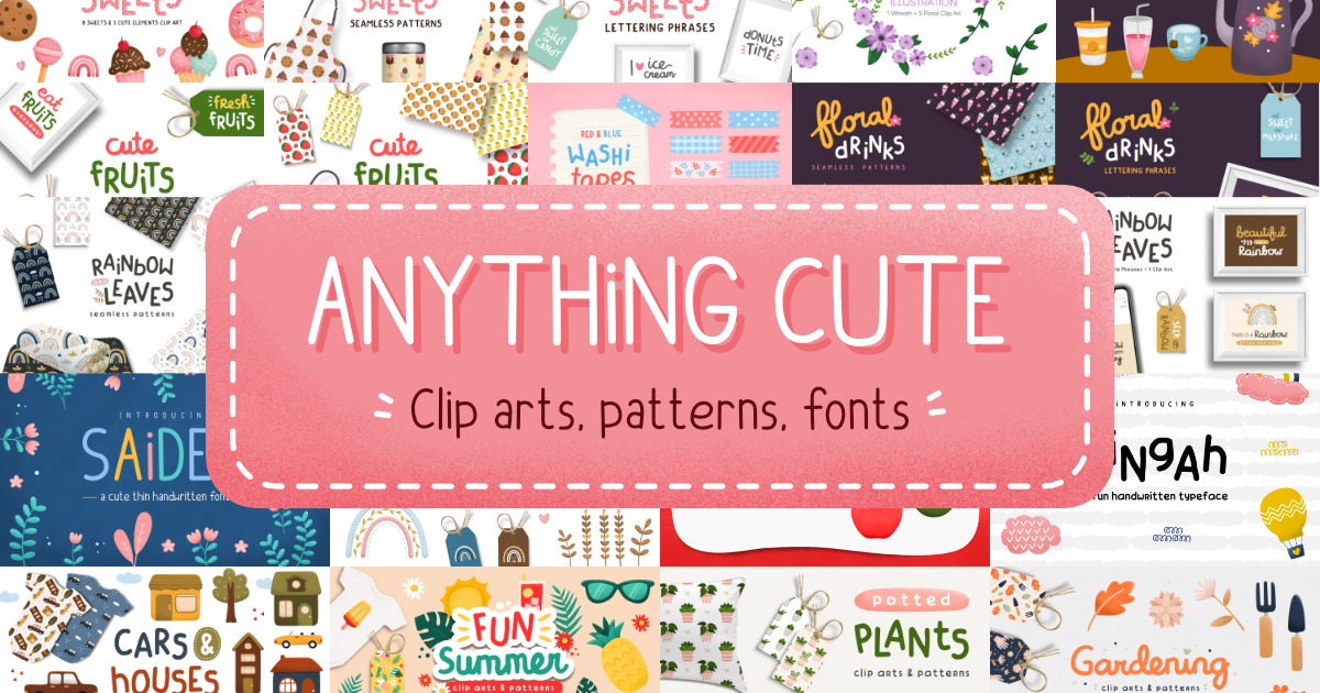 Anything Cute Graphics and Fonts Bundle Bundle · Creative Fabrica