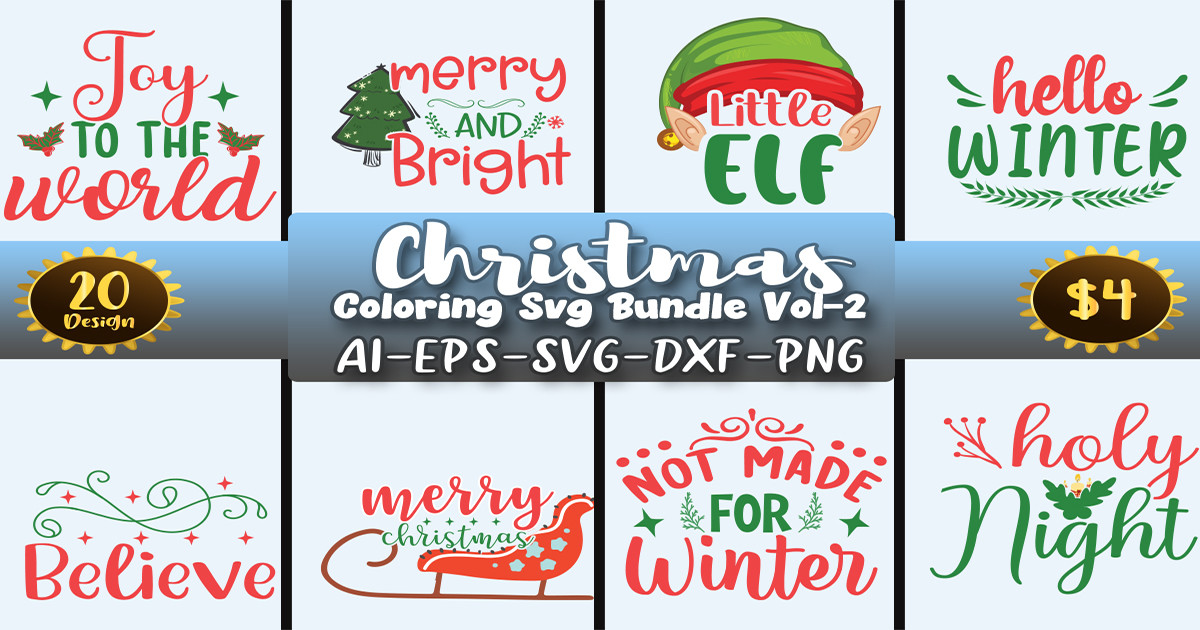Christmas Color SVG Bundle Vol-2 Bundle · Creative Fabrica